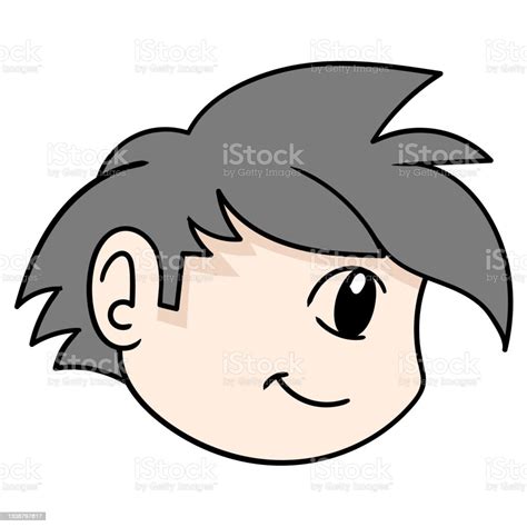 옆에서 소년의 머리는 웃고 있는 벡터 일러스트 판지 이모티콘을 보입니다 낙서 아이콘 그리기 그리기에 대한 스톡 벡터 아트 및 기타 이미지 Istock
