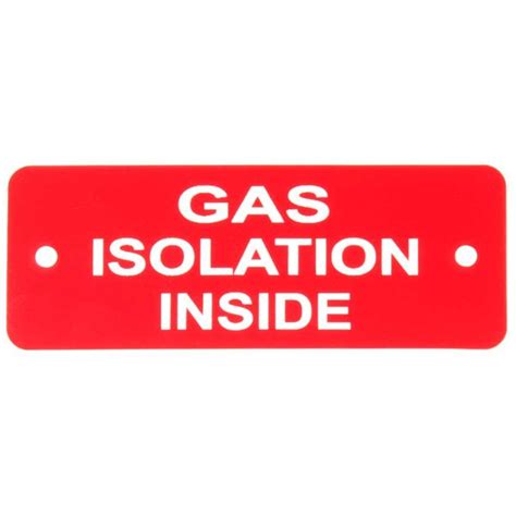 gas isolation inside label red with white engraving 105x40mm