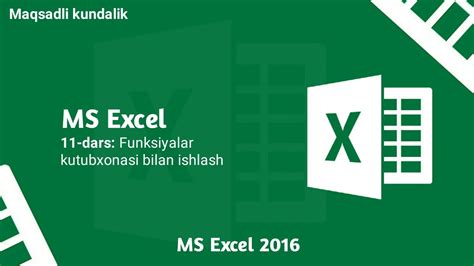 Ms Excel 11 Dars Funksiyalar Kutubxonasi Bilan Ishlash Youtube