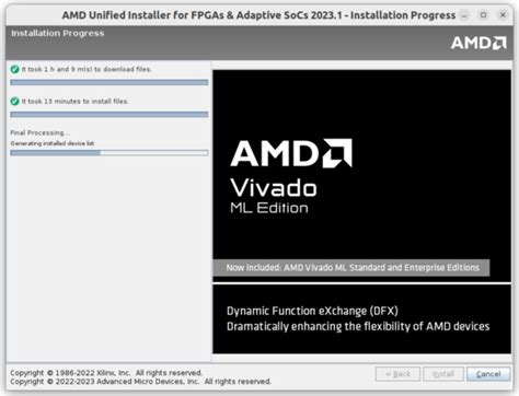 amd unified installer for fpgas and adaptive soc 2023 1 for linux stuck
