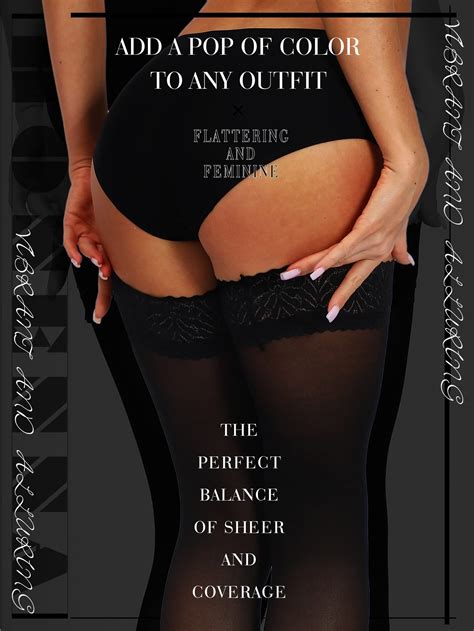 Honenna Semi Sheer Stay Up Lingerie Thigh High Stockings