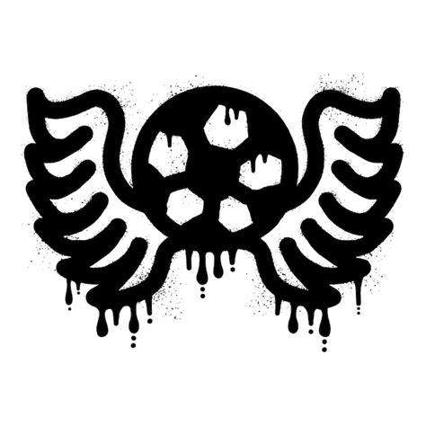 Premium Vector Soccer Ball Graffiti With Wings Drawn With Black Spray