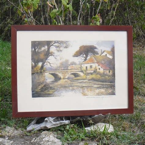 Lithography Framed Under Glass View Of The Hamlet Farm Simone Haumont
