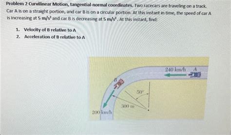 Solved Problem Curvilinear Motion Tangential Normal Chegg
