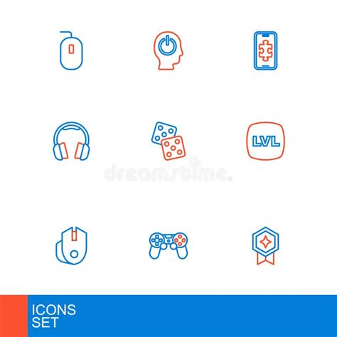 set line game rating with medal controller or joystick computer mouse level game headphones