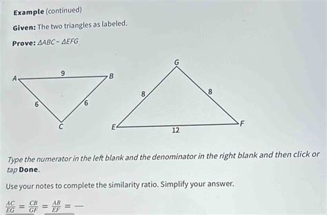 solved example continued given the two triangles as labeled prove