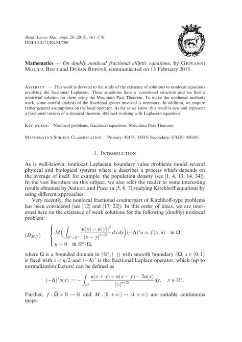 Pdf On Doubly Nonlocal Fractional Elliptic Equations