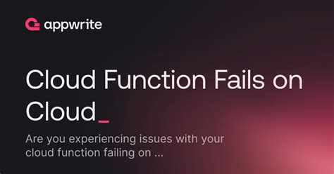 Cloud Function Fails On Cloud Threads Appwrite