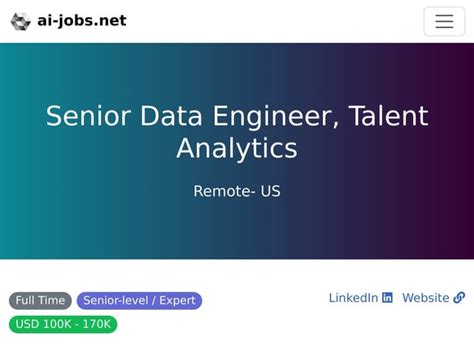 Hiring Senior Data Engineer Talent Analytics Remote Raimljobs