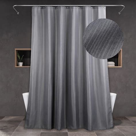 Grey Extra Long Shower Curtain 96 Inch Dark Gray Linen