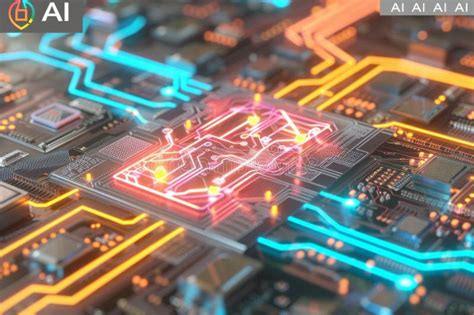 Ai Circuit Board With Neon Lights Digital Art Technology Innovation Artificial Intelligence