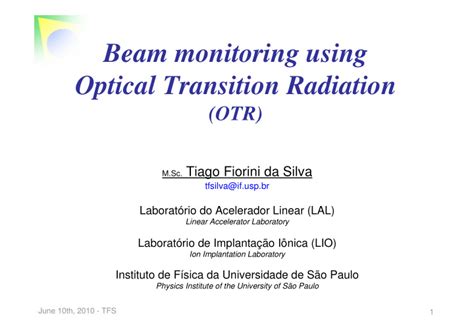 [ppt] Beam Monitoring Using Optical Transition Radiation Otr M Sc Powerpoint Presentation