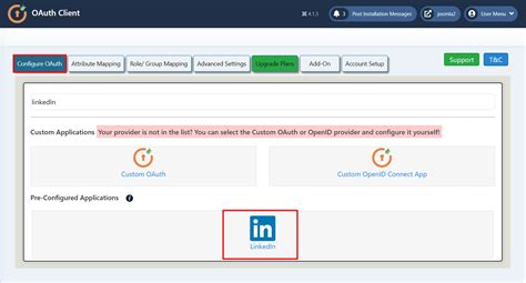 linkedin sso single sign on into joomla using oauth oidc