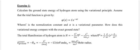 Solved Exercise 1 Calculate The Ground State Energy Of