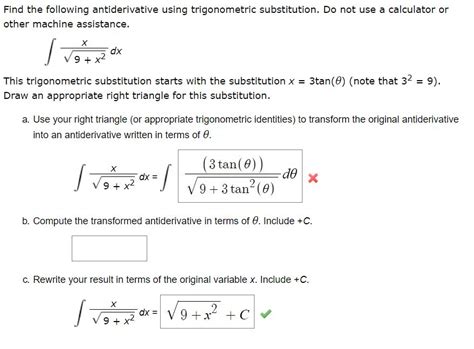 Solved Find The Following Antiderivative Using Trigonomet