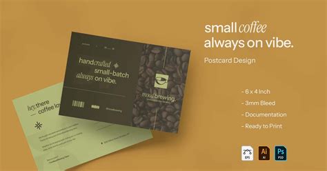 Small Coffee Always On Vibe Postcard Print Templates Ft Coffee
