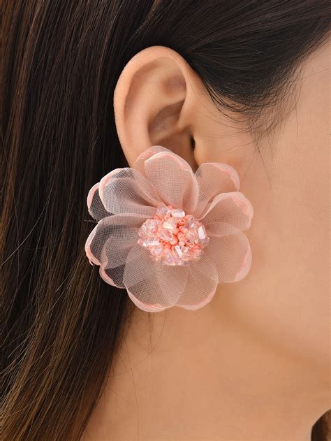 Fabric Flower Decor Stud Earrings Diy Earrings Materials Diy