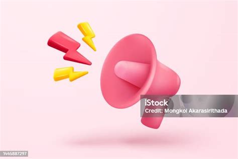 3d 메가폰 스피커 또는 확성기 불혼 백그라운드에서 홍보 마이크가 있는 확성기 시끄러운 우박 스피커폰 3d 아이콘 벡터 경고 및
