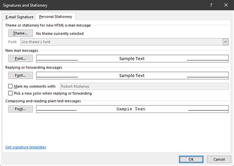 making outlook use a fixed width font like courier for plain text