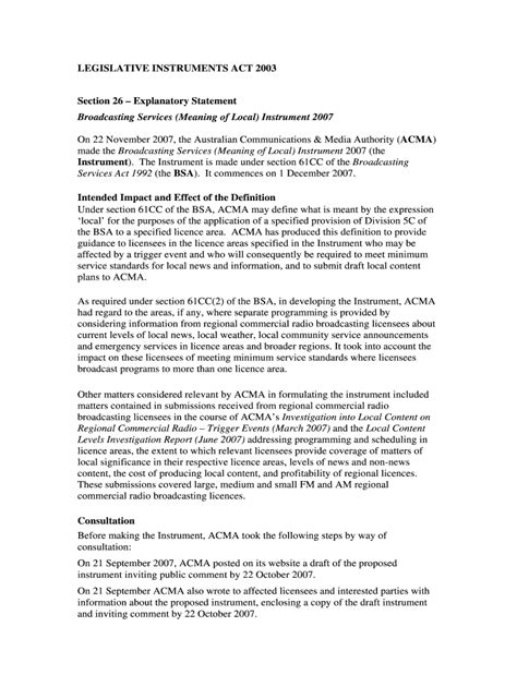 Fillable Online Section 26 Explanatory Statement Fax Email Print