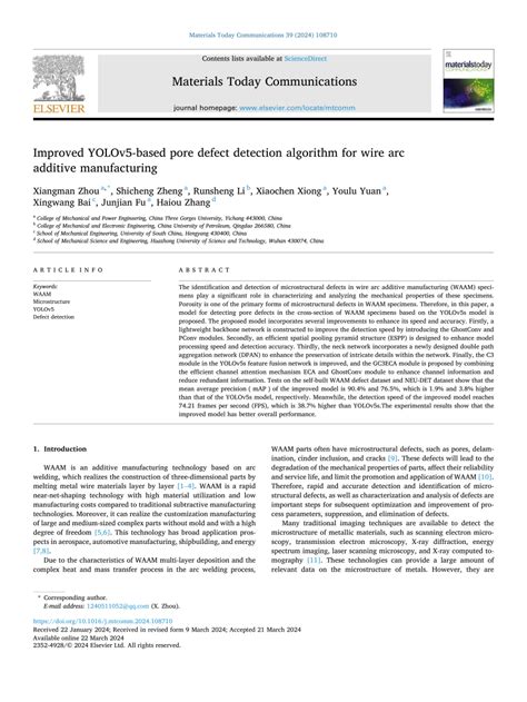 Pdf Improved Yolov5 Based Pore Defect Detection Algorithm For Wire