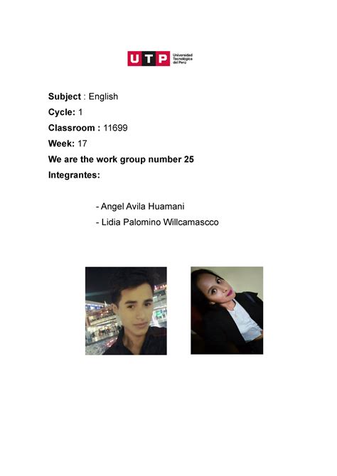 Task 17 Grop Tarea Pruea Subject English Cycle 1 Classroom