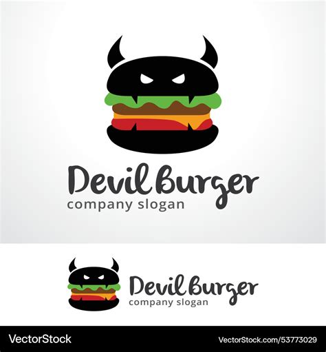 Devil Burger Logo Template Design Emblem Vector Image