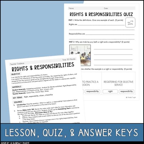 Rights And Responsibilities Of Citizens Sort And Lesson Good Citizenship