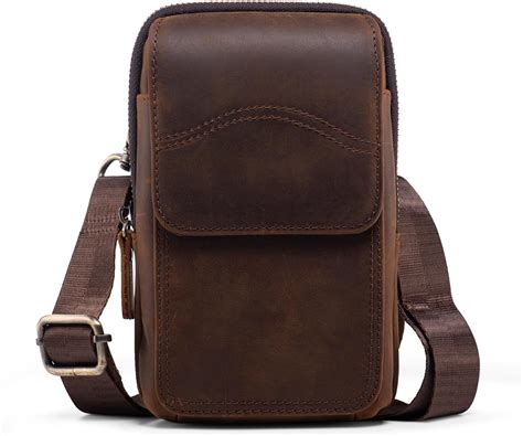 Hengwin Small Genuine Leather Cell Phone Crossbody Purse Shoulder Bag