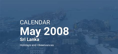 May 2008 Calendar Sri Lanka