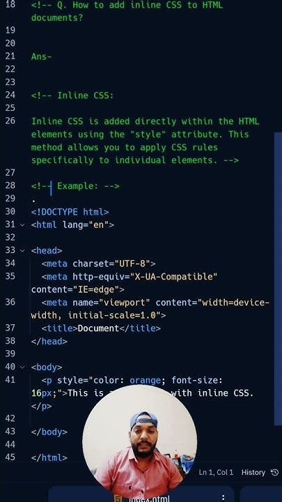 how to add inline css in html document shorts css3 html5 youtube