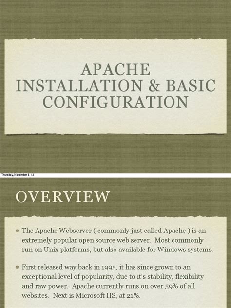 Apache Installation And Basic Configuration Thursday November 8 12