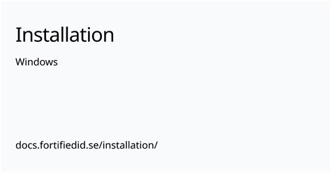 Windows Installation