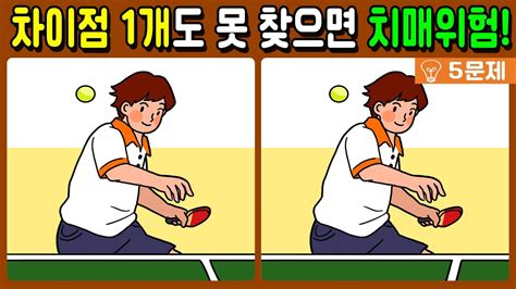 【틀린그림찾기치매예방】🏓차이점1개도 못 찾으면 치매위험 재밌고 건강한 두뇌 훈련으로 치매예방【 Find Difference 두뇌운동3개 찾기5문제297