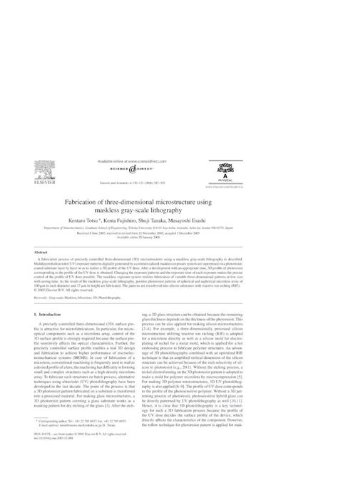 Pdf Fabrication Of Three Dimensional Microstructure Using Maskless