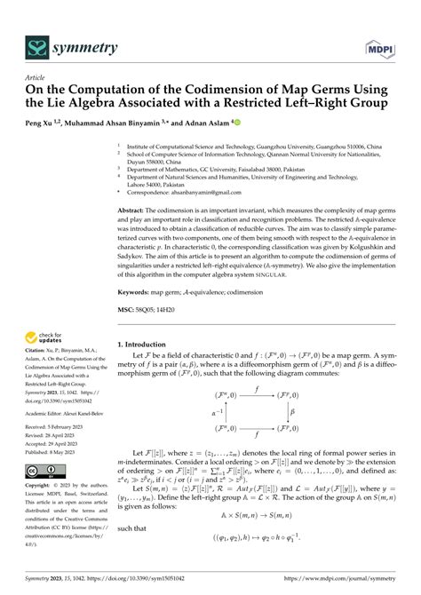 pdf on the computation of the codimension of map germs using the lie