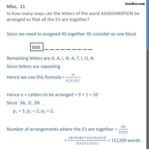 Misc 11 In How Many Ways Can Letters Of Assassination Miscellaneou