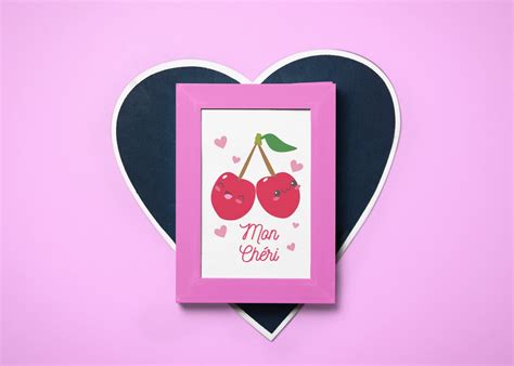 Mon Chéri Cute Cherry Digital Wall Art Etsy