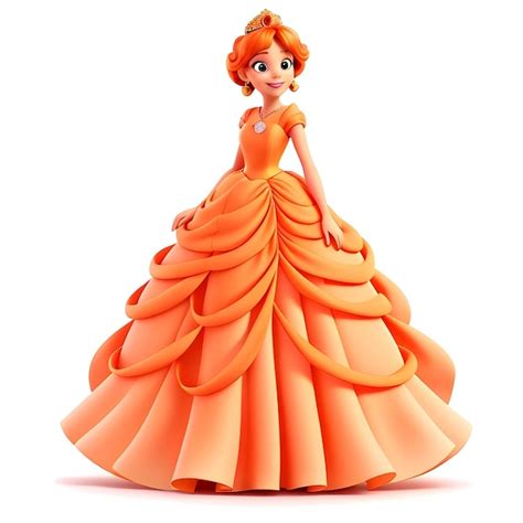 Premium Vector A Beautiful Princess With An Orange Dress Orange Hair