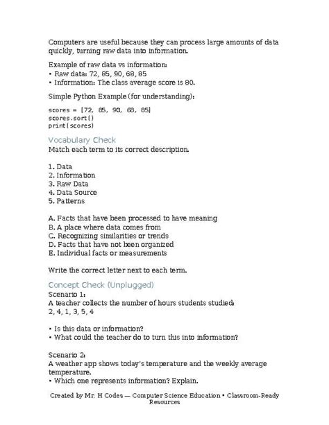 Computer Science Principles Unit 2 Lesson 21 What Is Data Python