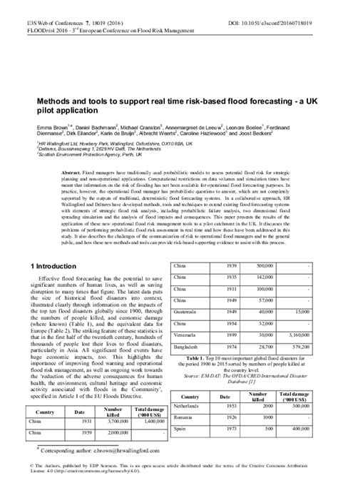 Pdf Methods And Tools To Support Real Time Risk Based Flood