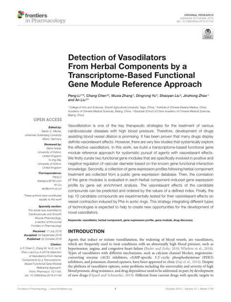 Pdf Detection Of Vasodilators From Herbal Components By A