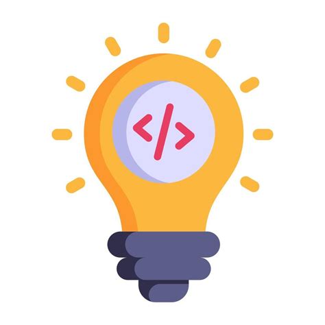 An Icon Of Creative Coding Flat Icon Coding Inside Bulb 6430480 Vector