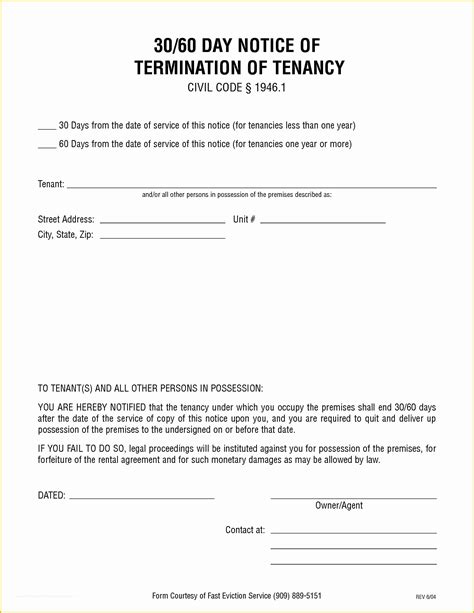 Free Printable 30 Day Eviction Notice Template Of 30 Day Eviction