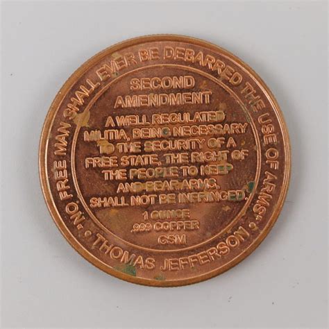 2nd Amendment Fine Copper 1oz Round Property Room