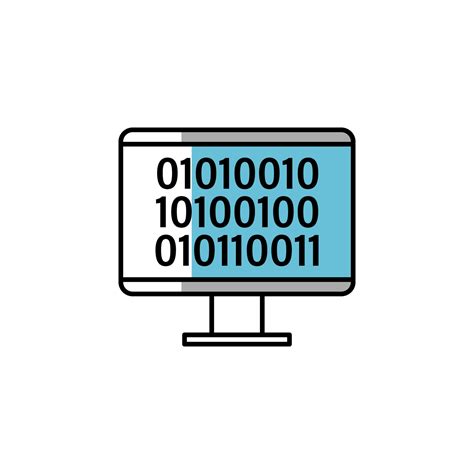 Binary Coding Cryptocurrency Computer Vector Icon Illustration