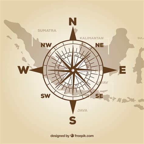 Flat Map Compass Background Free Vector Flat Map Compass Background Free Vector