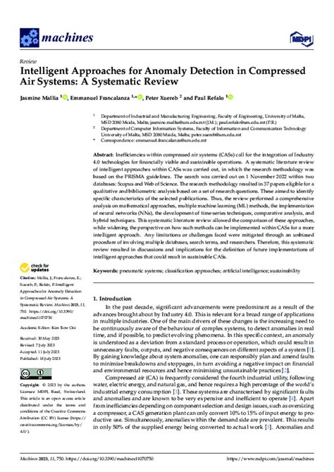 Pdf Intelligent Approaches For Anomaly Detection In Compressed Air Systems A Systematic