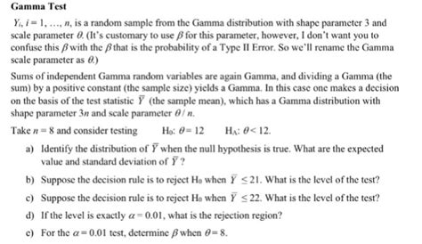 Yi I 1 N Is A Random Sample From The Gamma