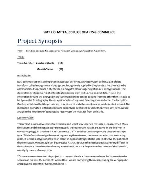 Project Synopsis Creaptography Algorithm Analysis Pdf Free Download